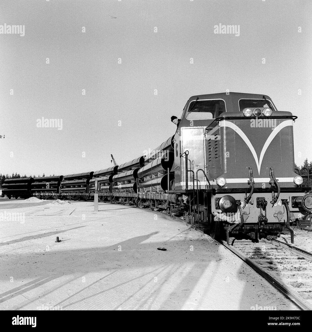 Pipe Transport from Jordbro. SJ T21 84 Stock Photo - Alamy