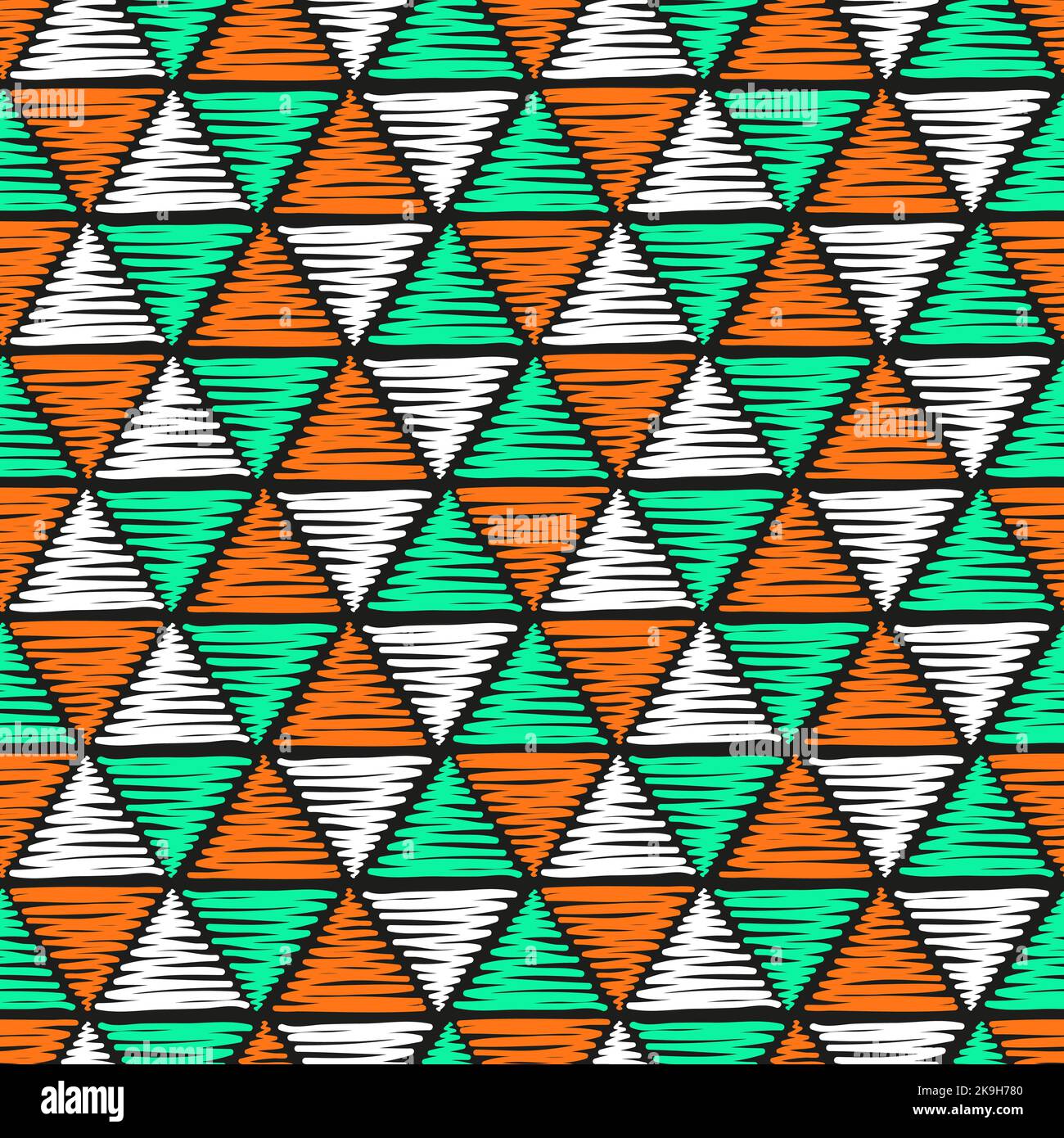Hand drawn triangles seamless pattern. Vector doodle background Stock ...