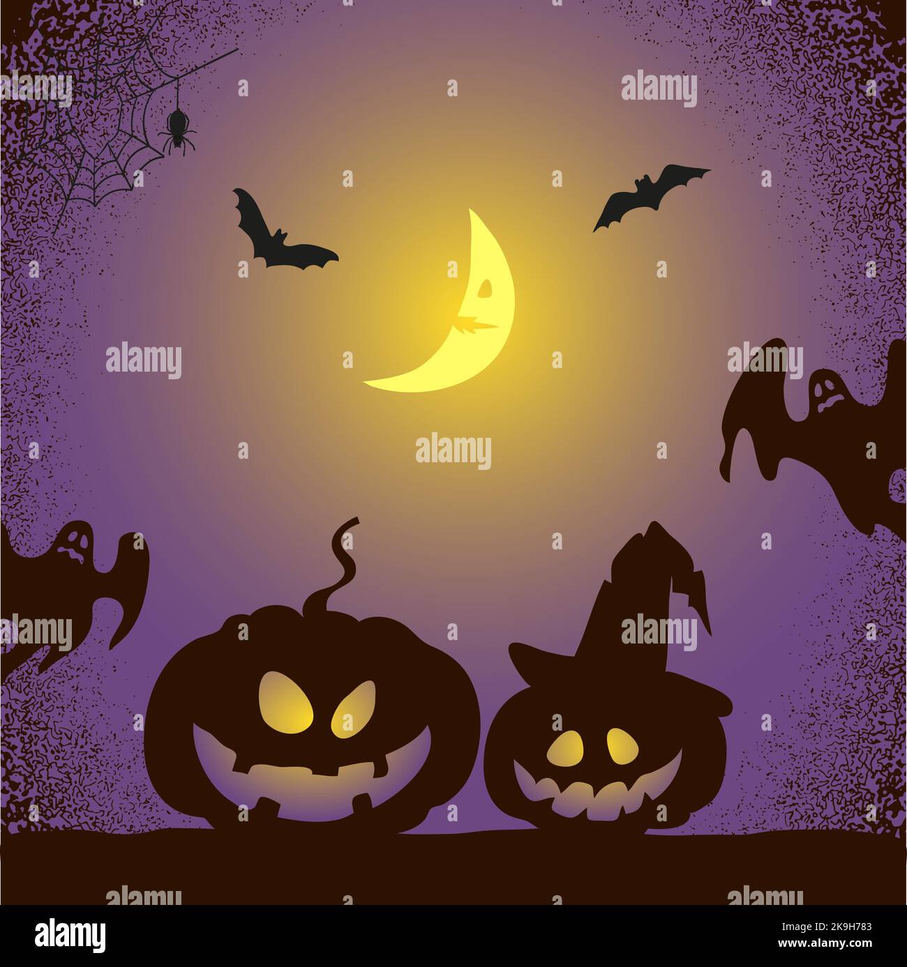 Halloween night background in purple and black colors. Vector ...