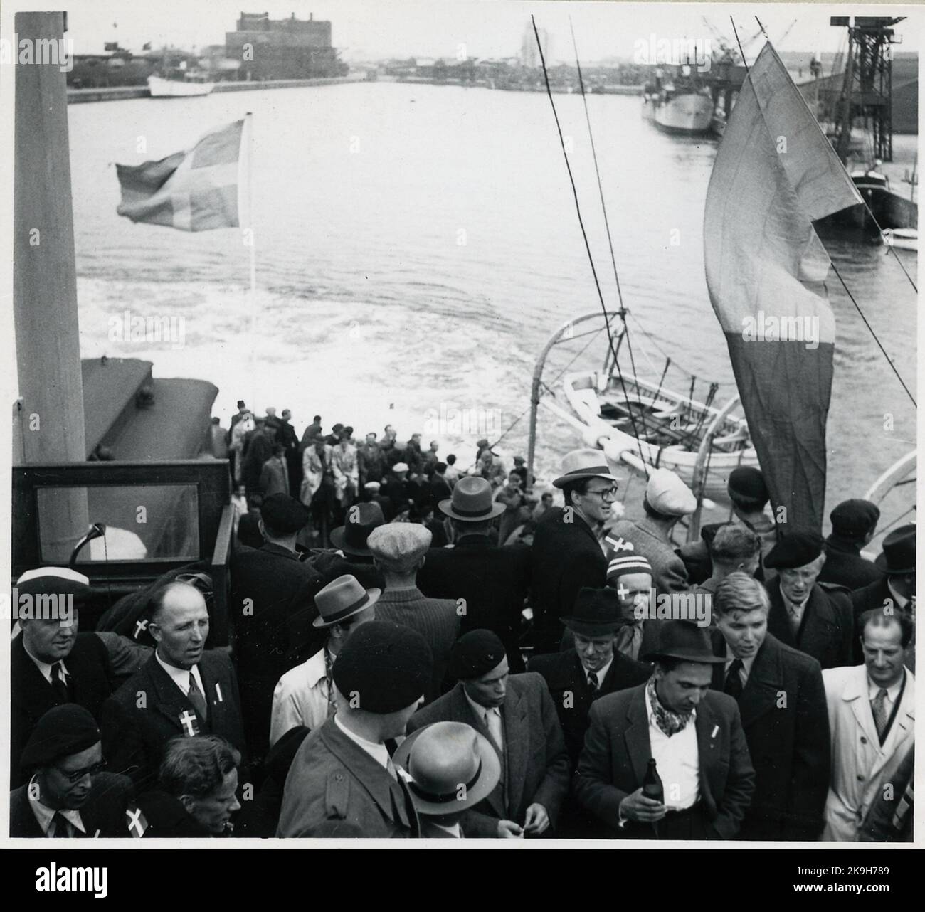 Danish refugees arrive in Copenhagen on the train ferry "Malmö Stock ...