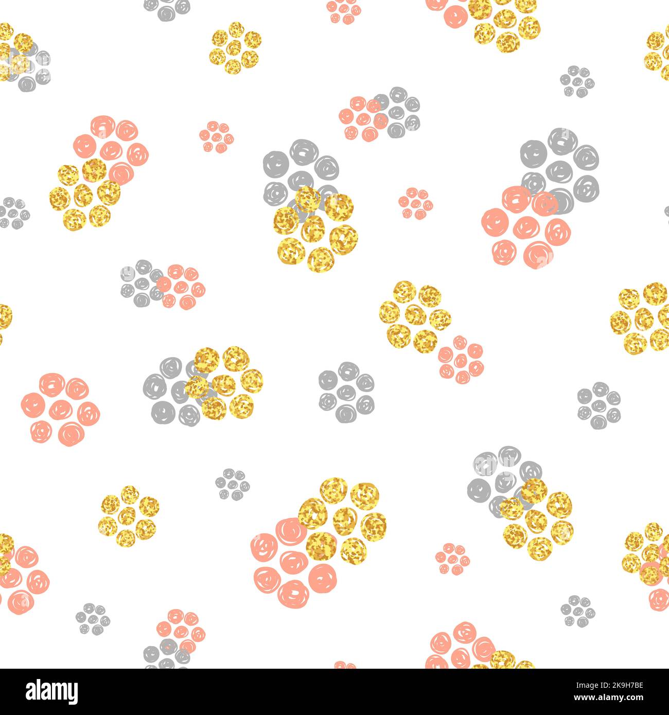 Abstract flowers seamless pattern. Vector floral background in pink and ...