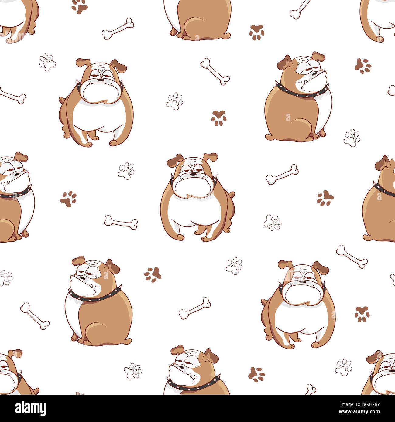 Cute cartoon dogs seamless pattern. Vector background with doodle ...