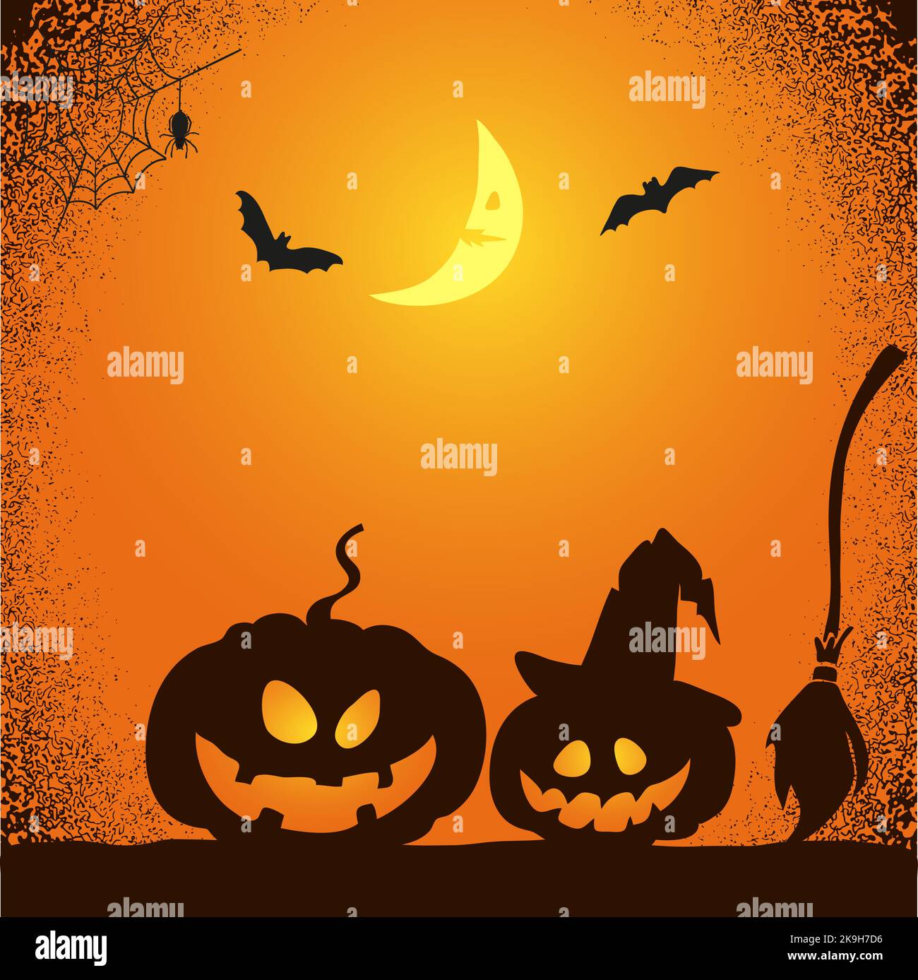 Halloween night background in orange and black colors. Vector ...