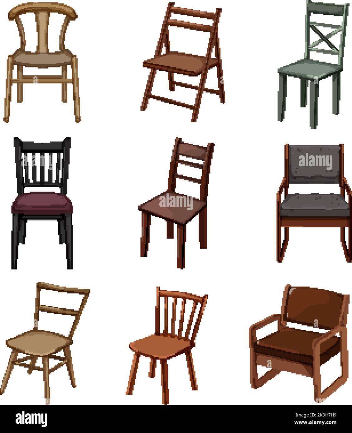 wooden chair set cartoon vector illustration Stock Vector Image & Art ...