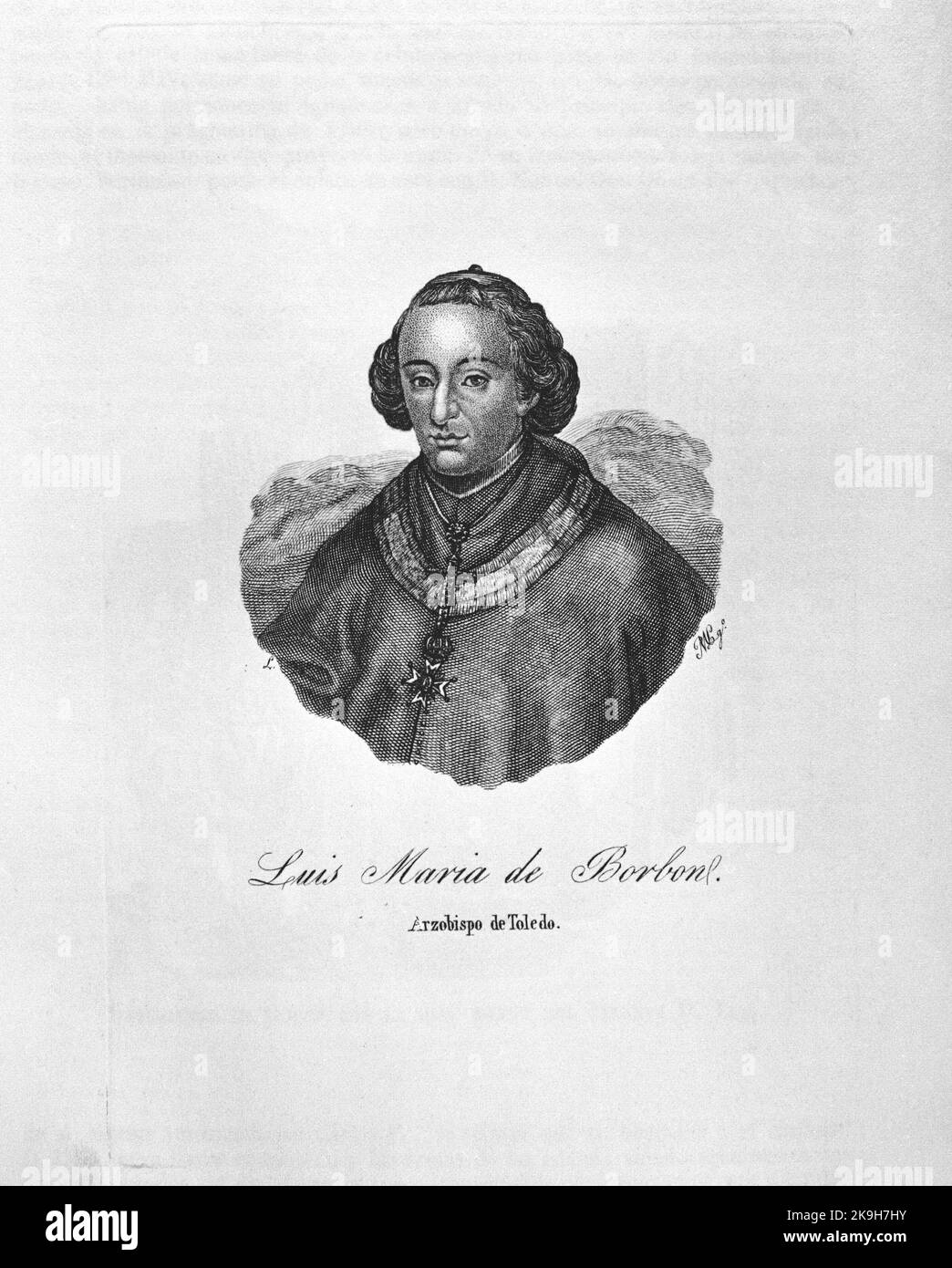 CARDENAL LUIS MARIA DE BORBON Y VALLABRIGA- 1777/1823- GRABADO SIGLO ...