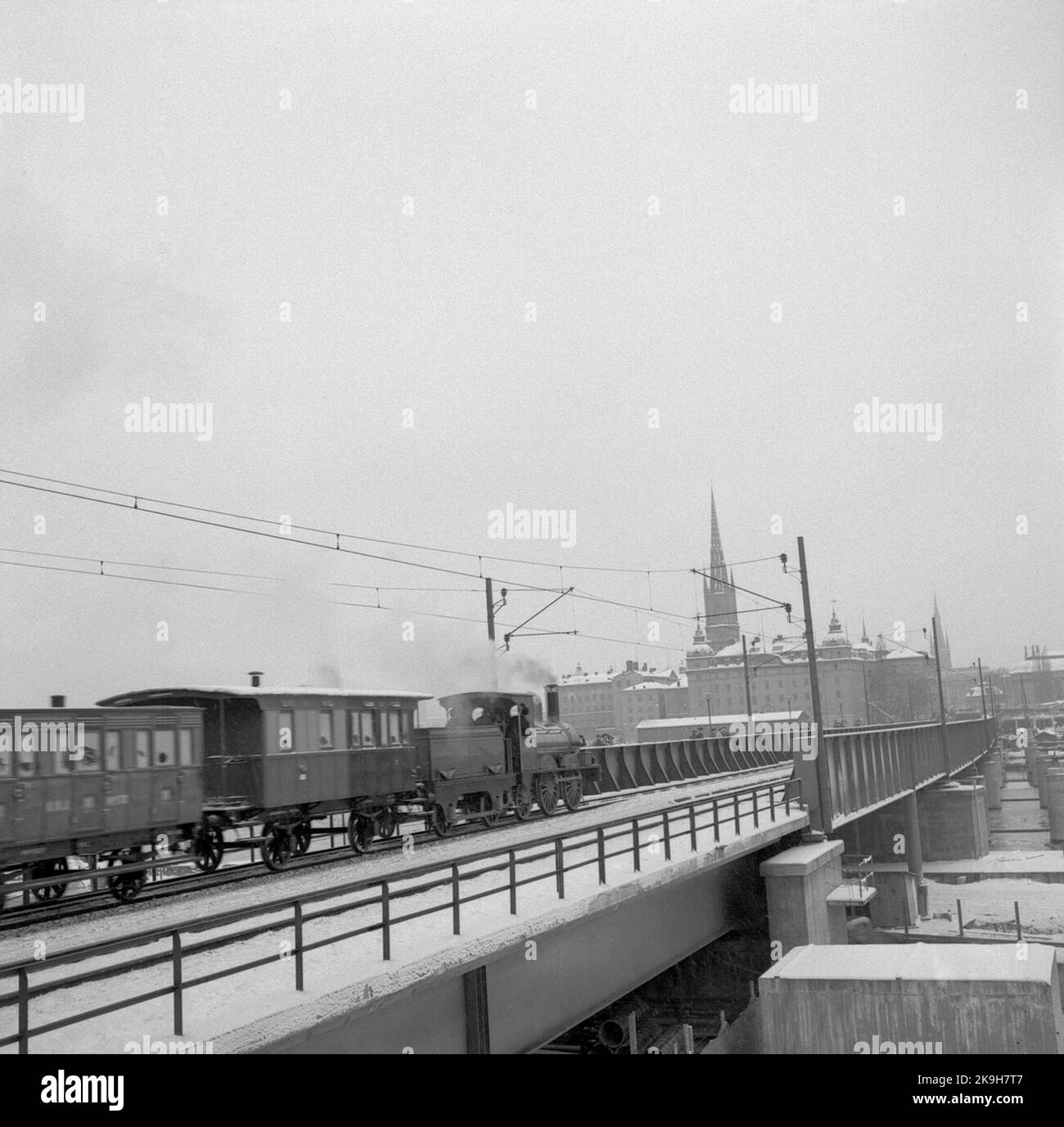 State Railways SJ 1856-1956. 100th anniversary. Train with old ...