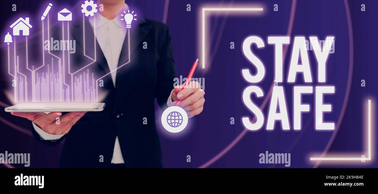 Text caption presenting Stay Safe. Word Written on forex trading for ...
