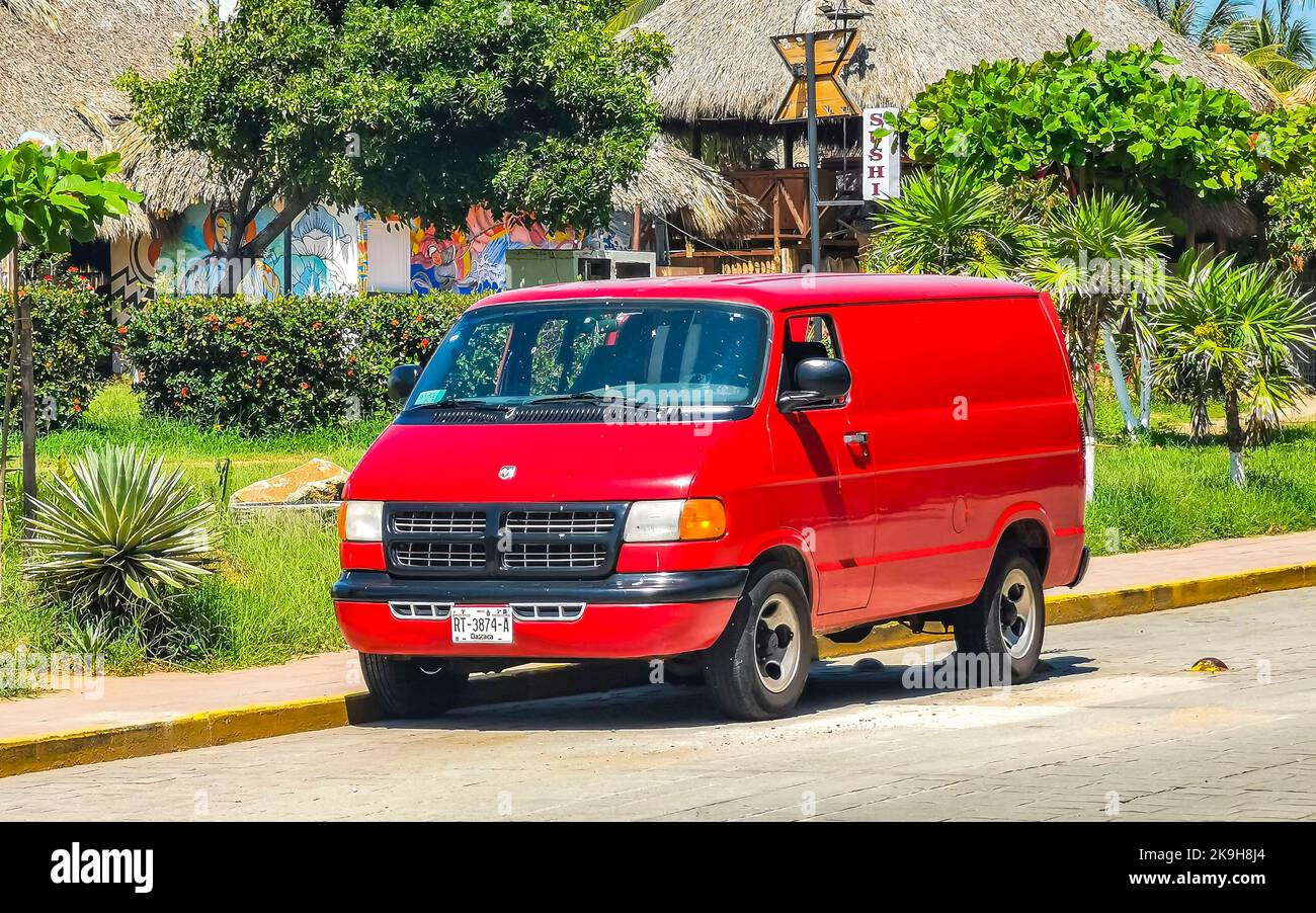 Various minibuses vans transporters vehicles cars in Puerto Escondido ...