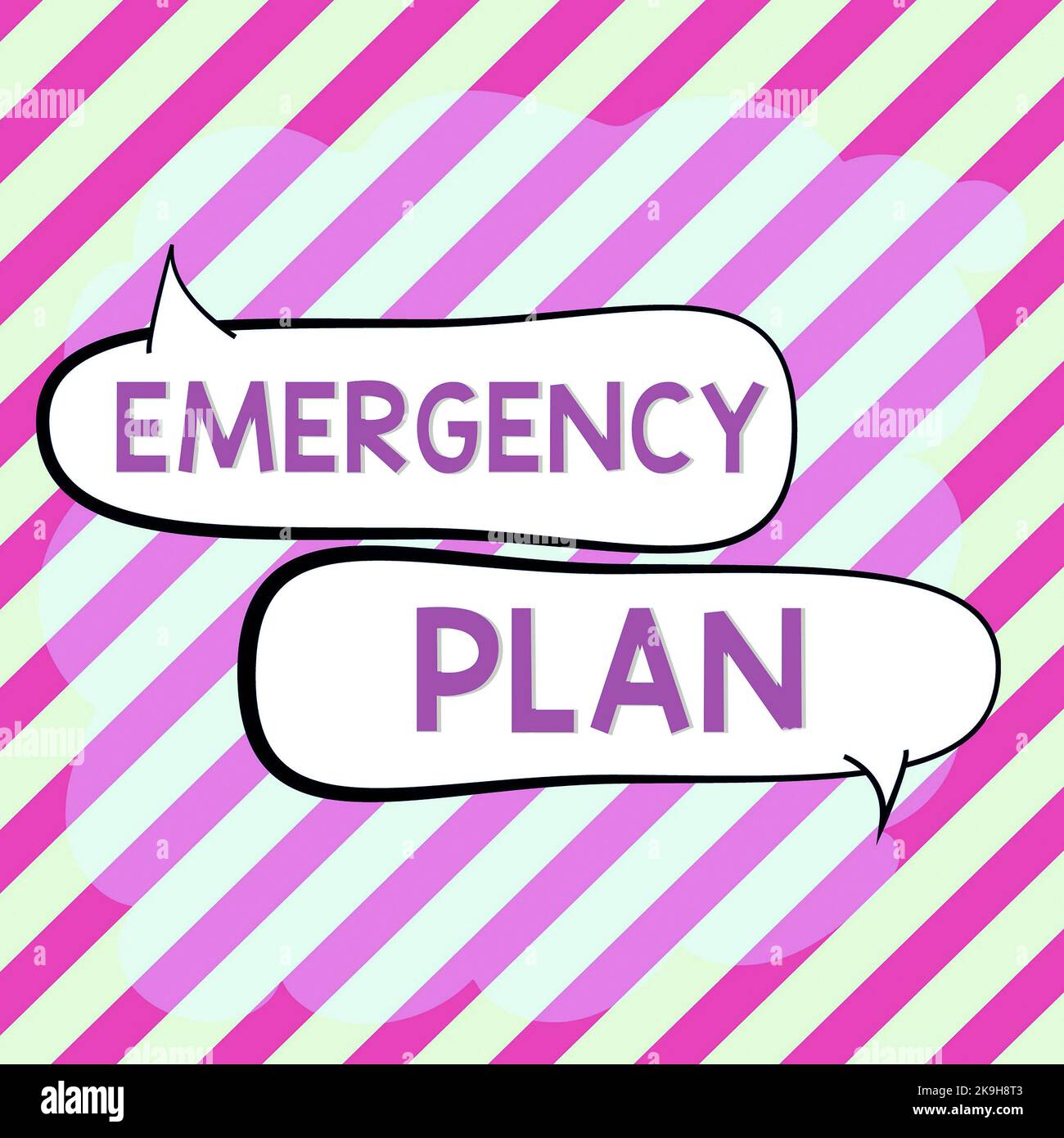Text sign showing Emergency Plan. Word for Additional compensation ...