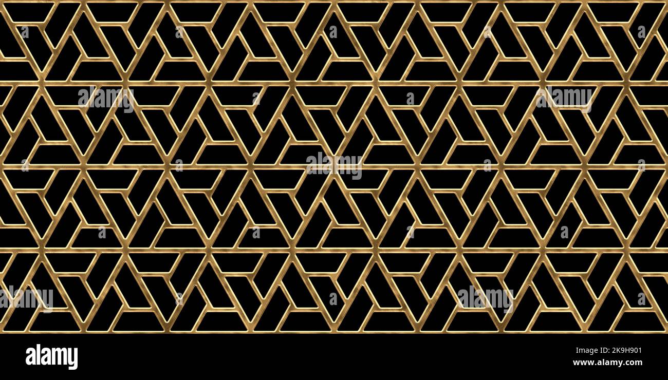 Seamless golden geometric triangle line pattern. Vintage abstract gold ...