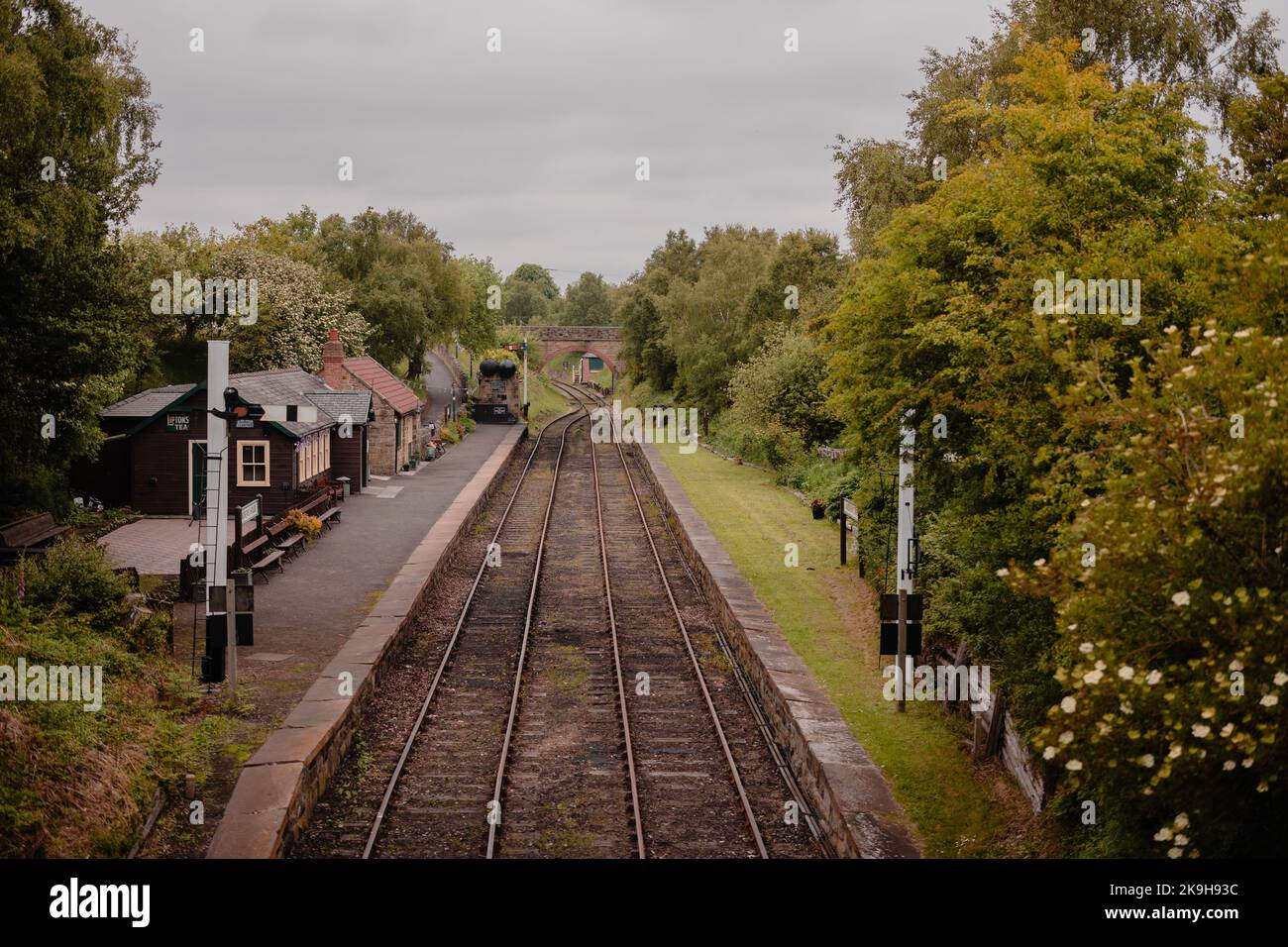 Durham UK: 7th June 2022: Tanfield Railway Station during the Queens ...