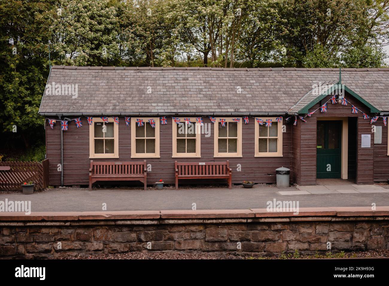 Durham UK: 7th June 2022: Tanfield Railway Station during the Queens ...