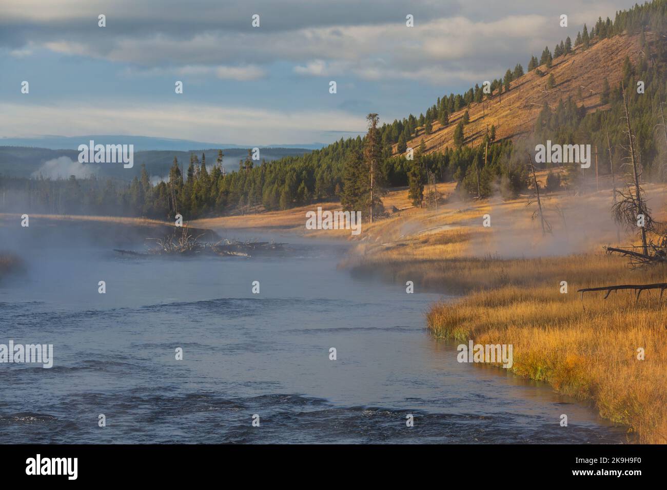 Inspiring natural background. Pools and geysers fields in Yellowstone ...