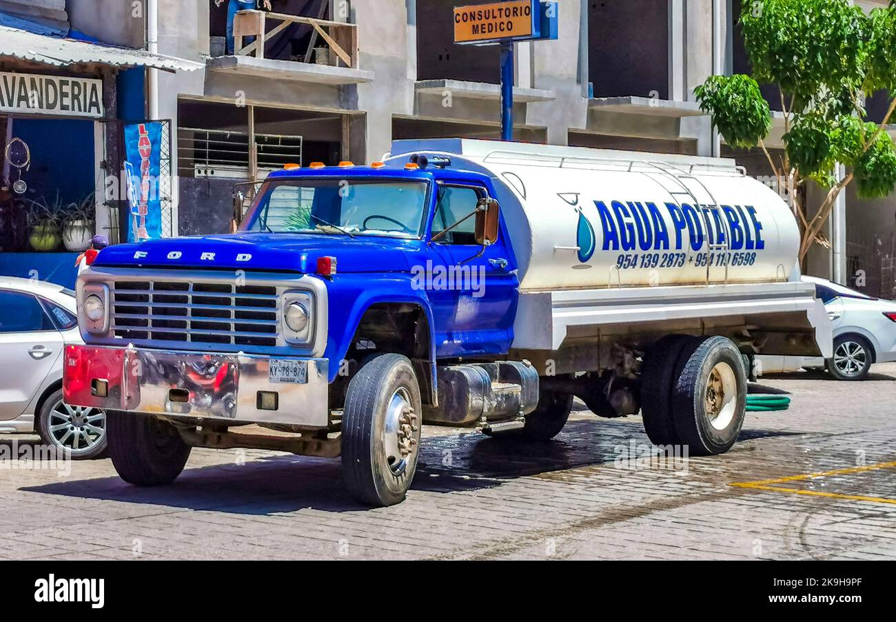 Various Mexican trucks cargo transporter delivery cars in Puerto ...