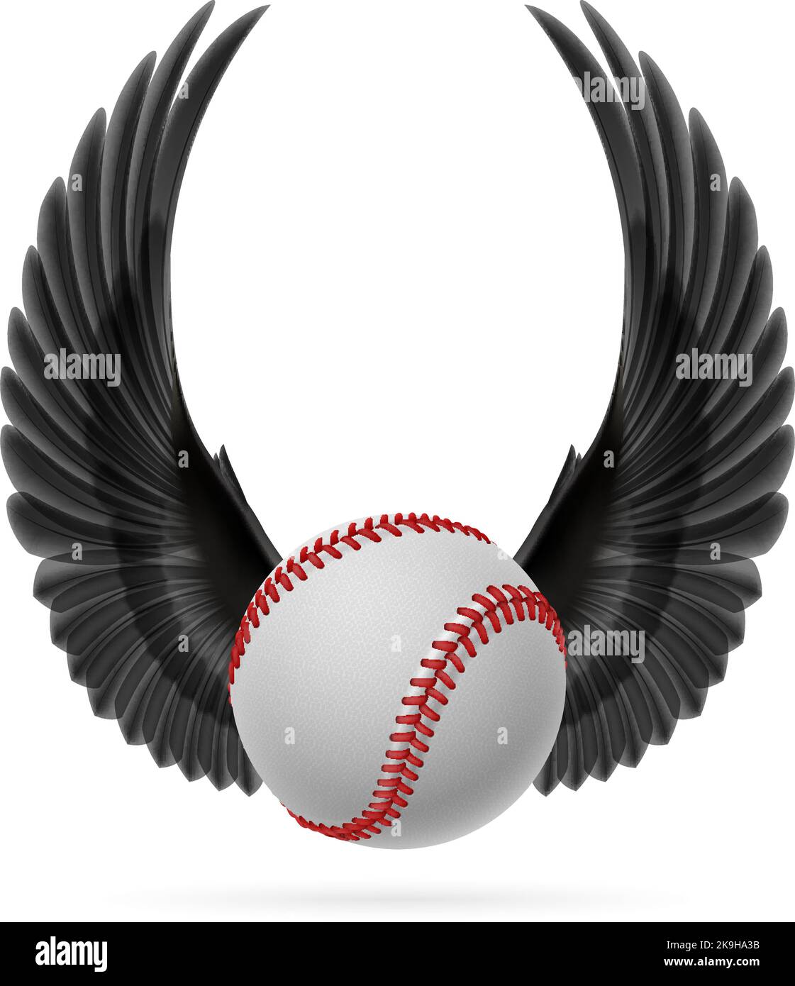 Realistic baseball emblem with raised up black wings Stock Vector Image ...