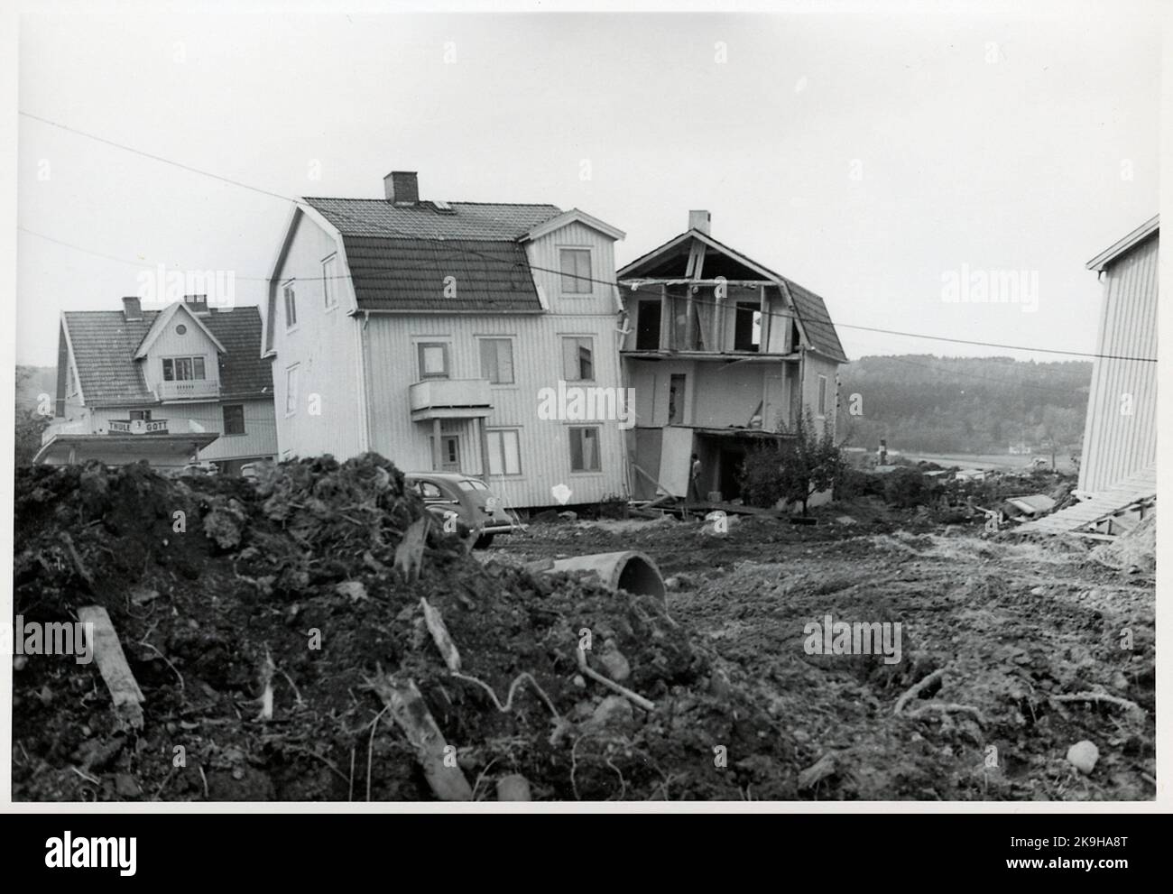 The aftermath of the landslide in Surte which occurred on September 29 ...