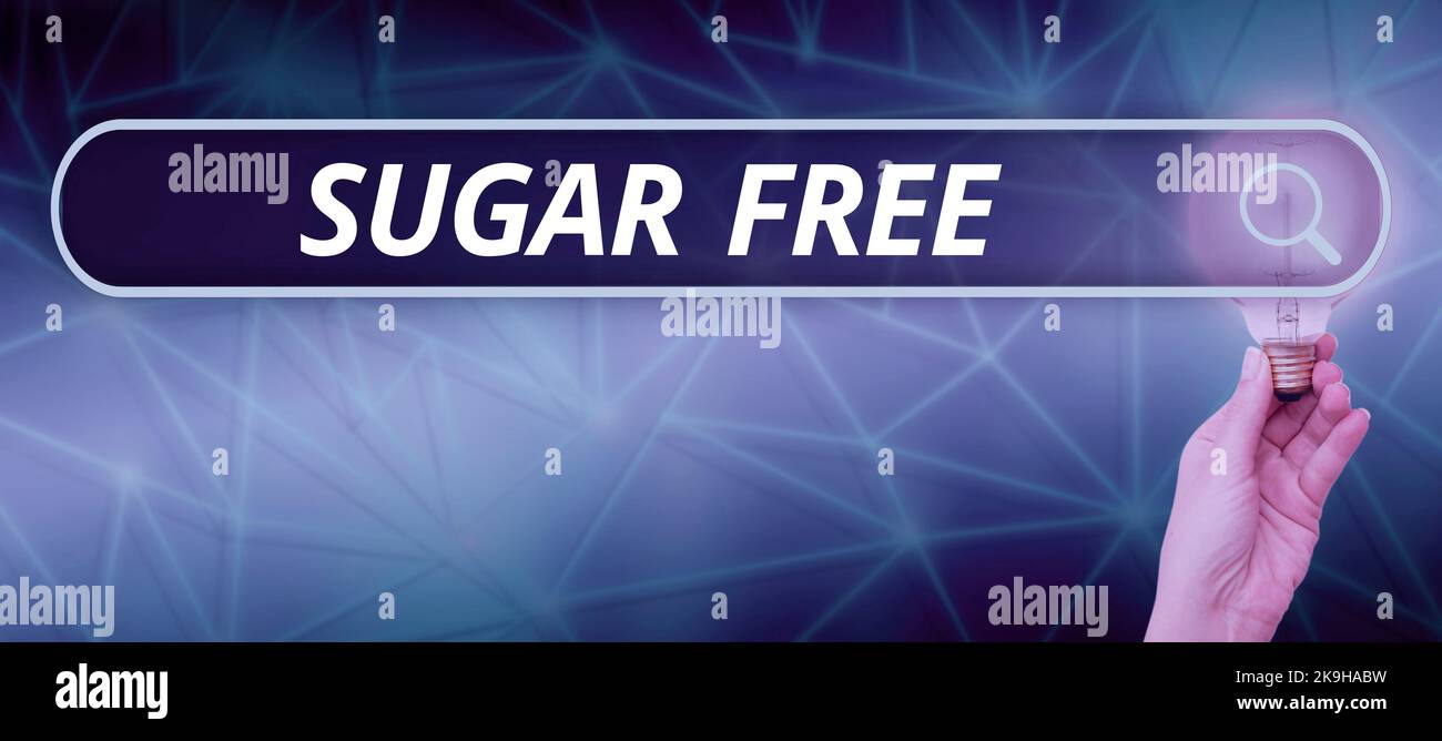 Hand writing sign Sugar Free. Business overview do not contain sugar ...