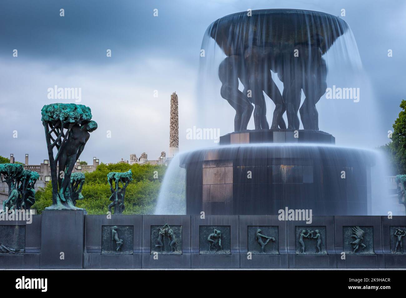 Frogner public park with statues in Oslo, Norway, Scandinavia Stock ...