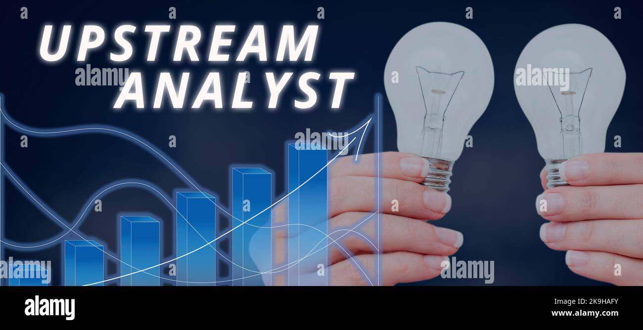 Conceptual caption Upstream Analyst. Business idea process of ...