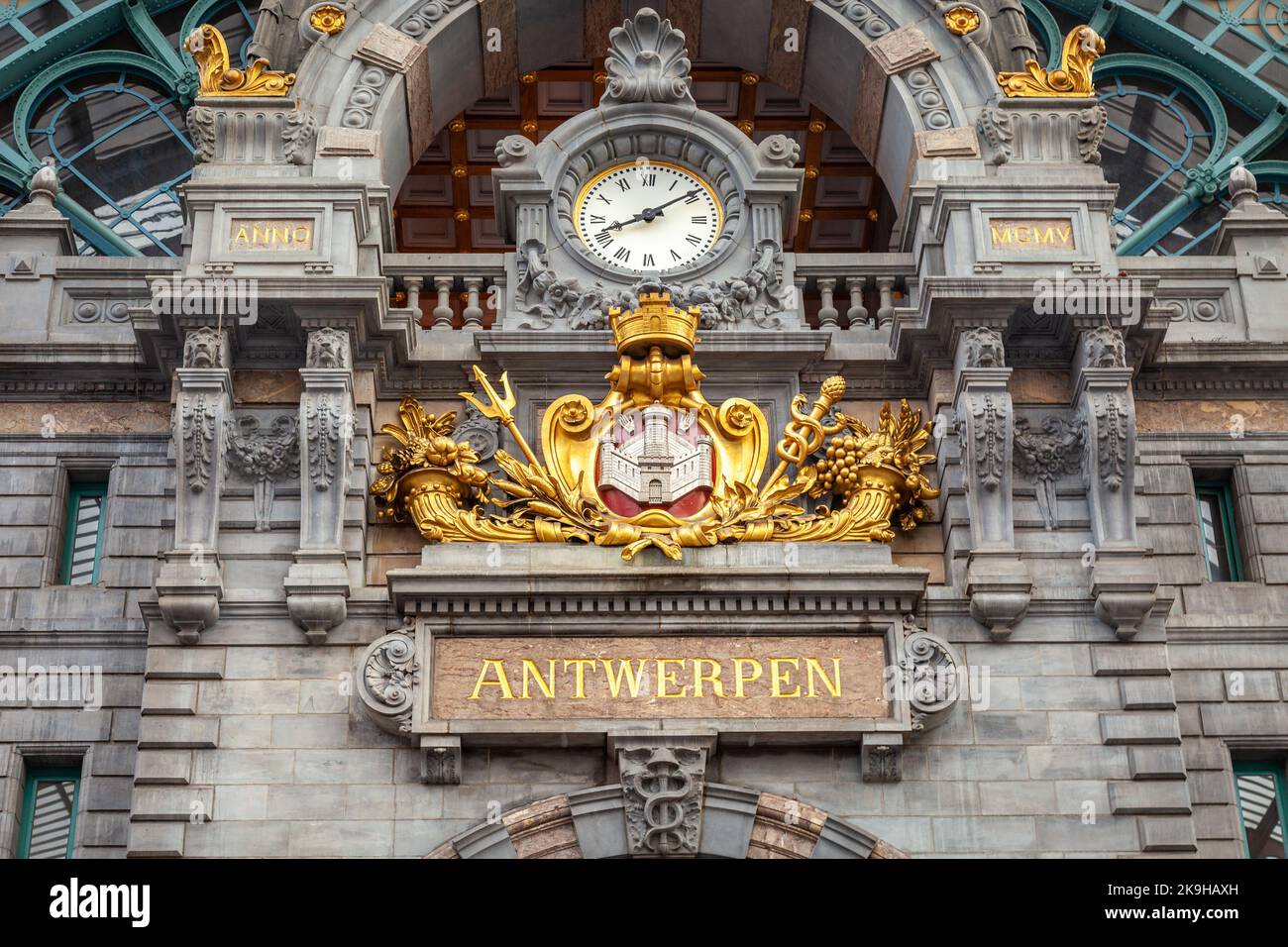 Ornate Antwerp Central Train Station indoors, Belgium Stock Photo - Alamy