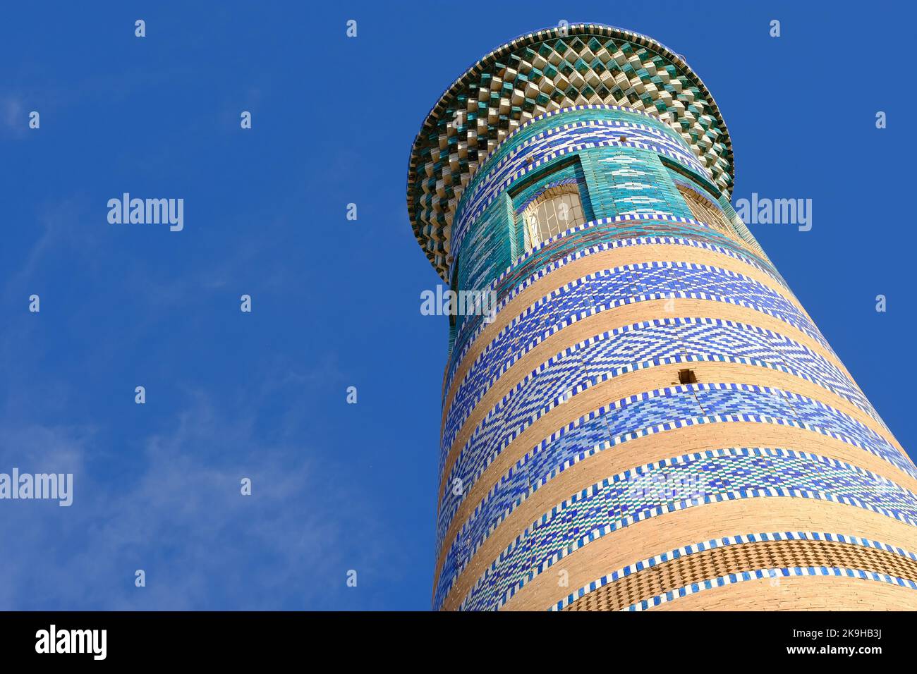 Khiva Uzbekistan the ornate decorated Islam Khoja Minaret is 57m tall ...