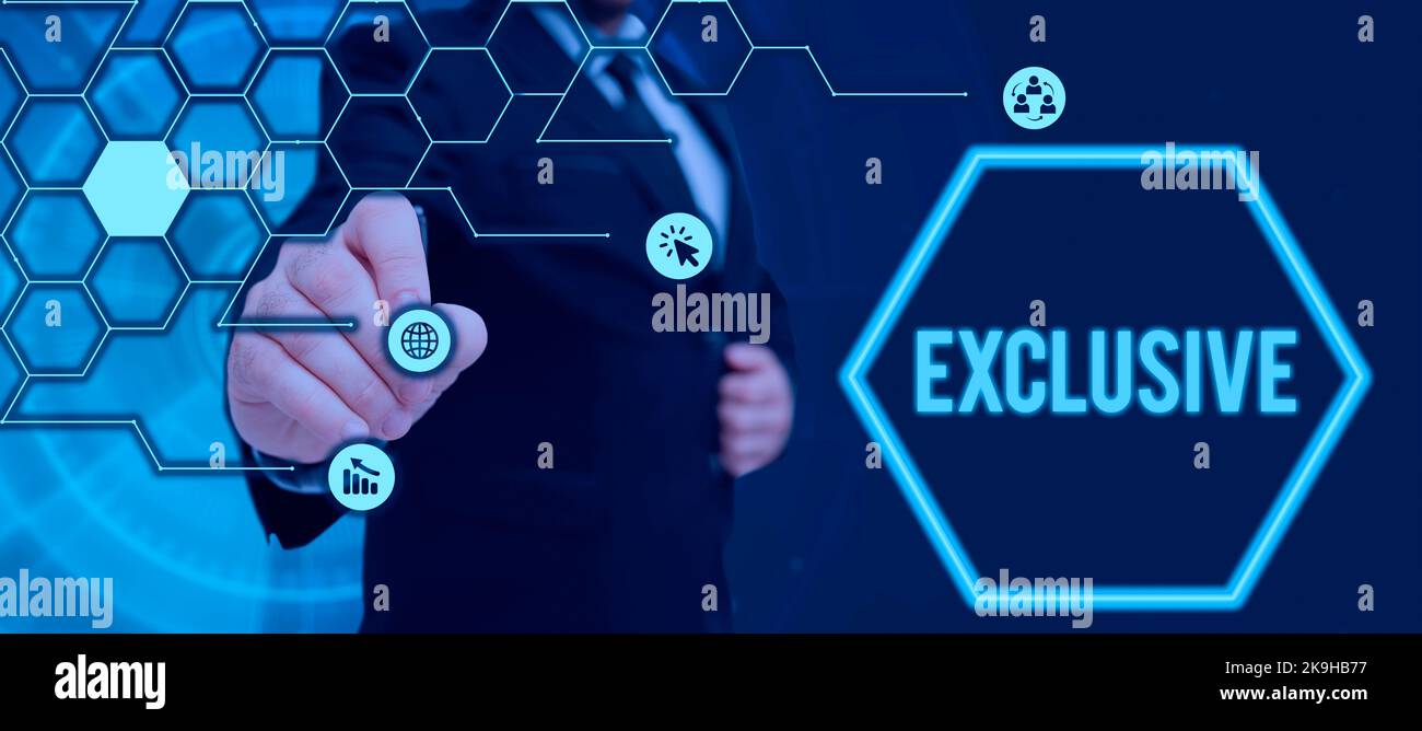 Handwriting text Exclusive. Concept meaning belonging to the branch of ...