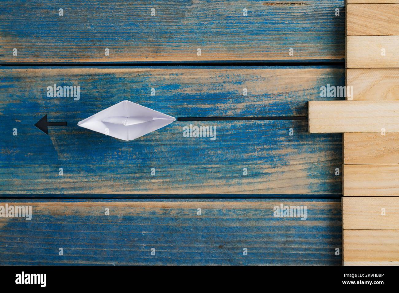 Conceptual image of uniqueness and personal vision - origami boat ...