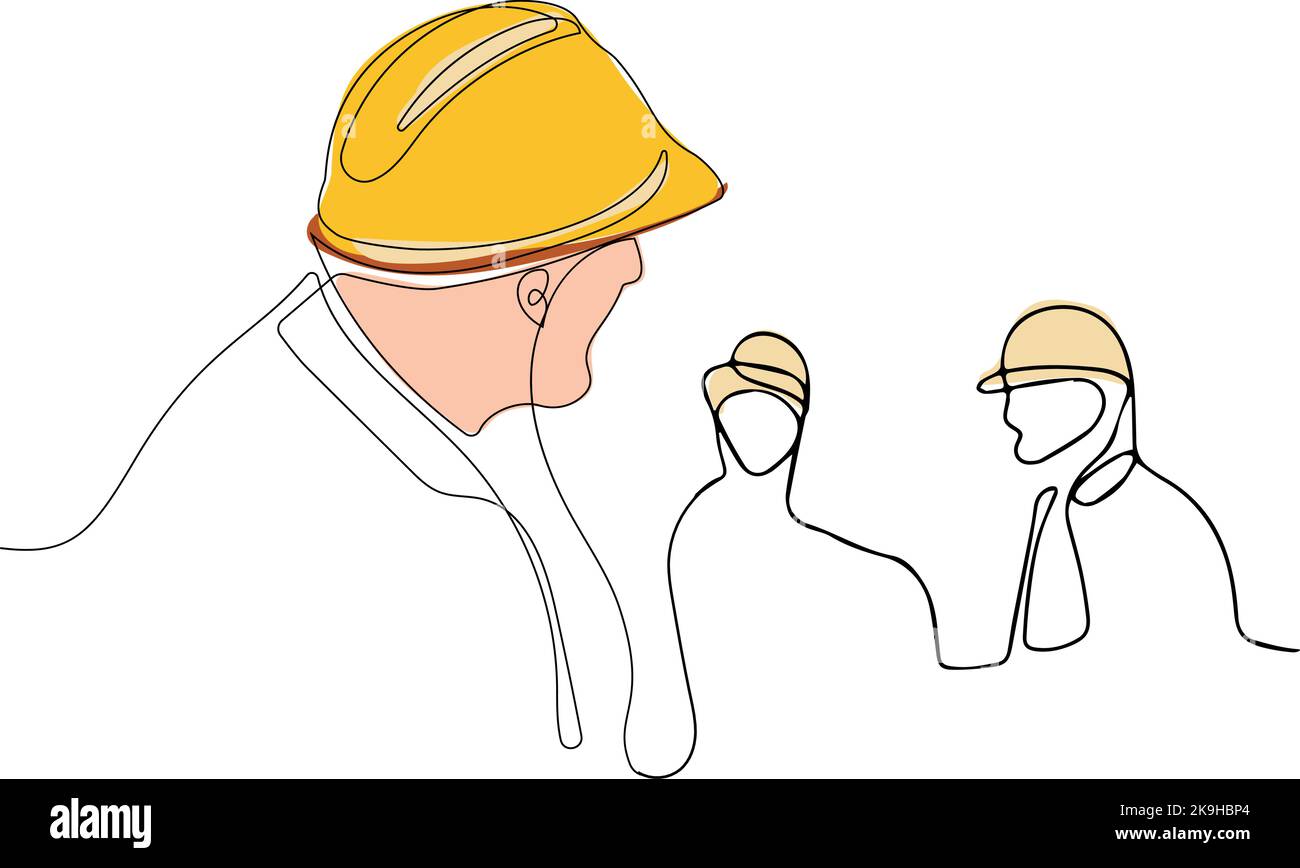 construction manager and engineer working on building site. Vector ...