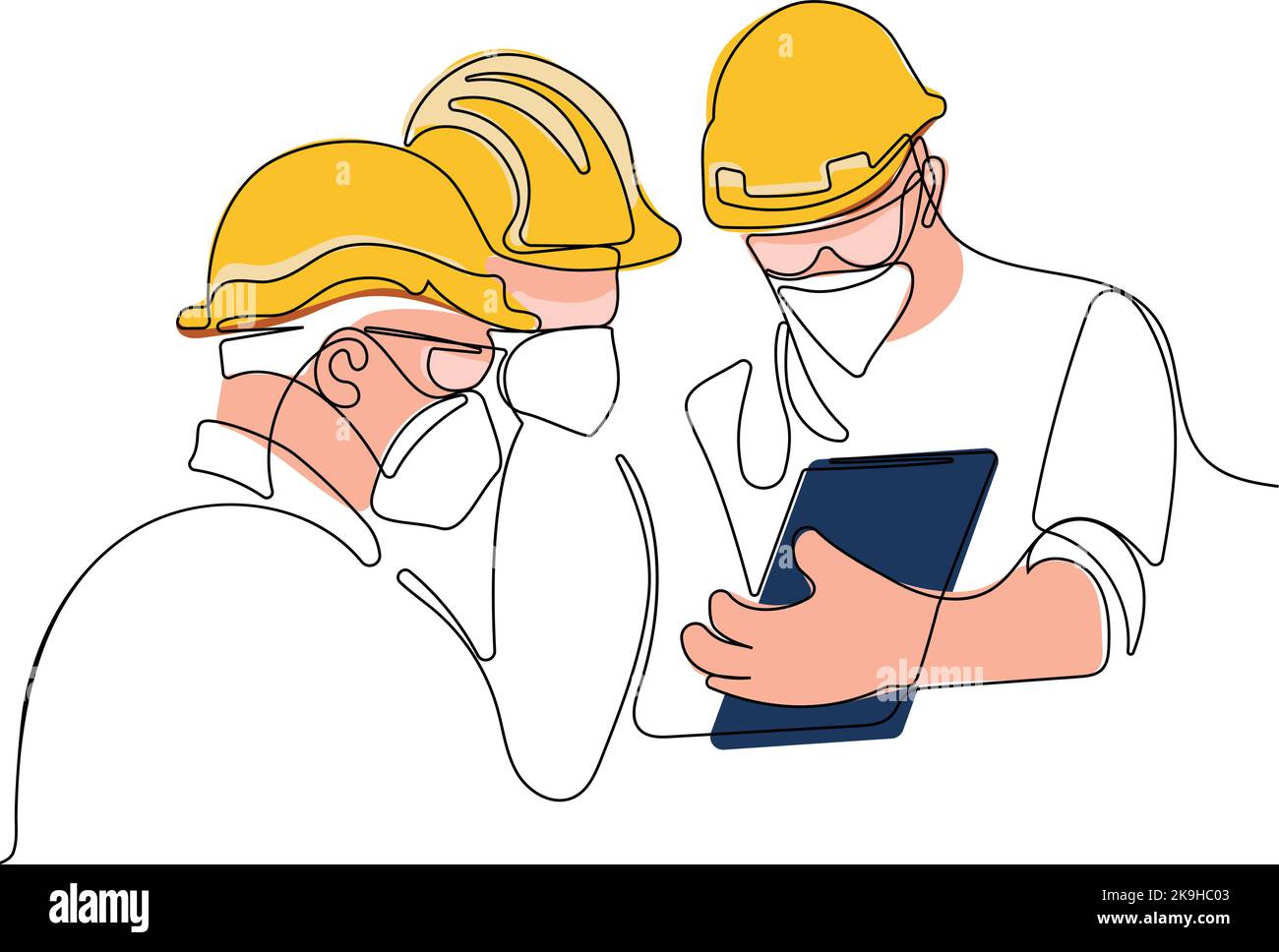 construction manager and engineer working on building site. Vector ...