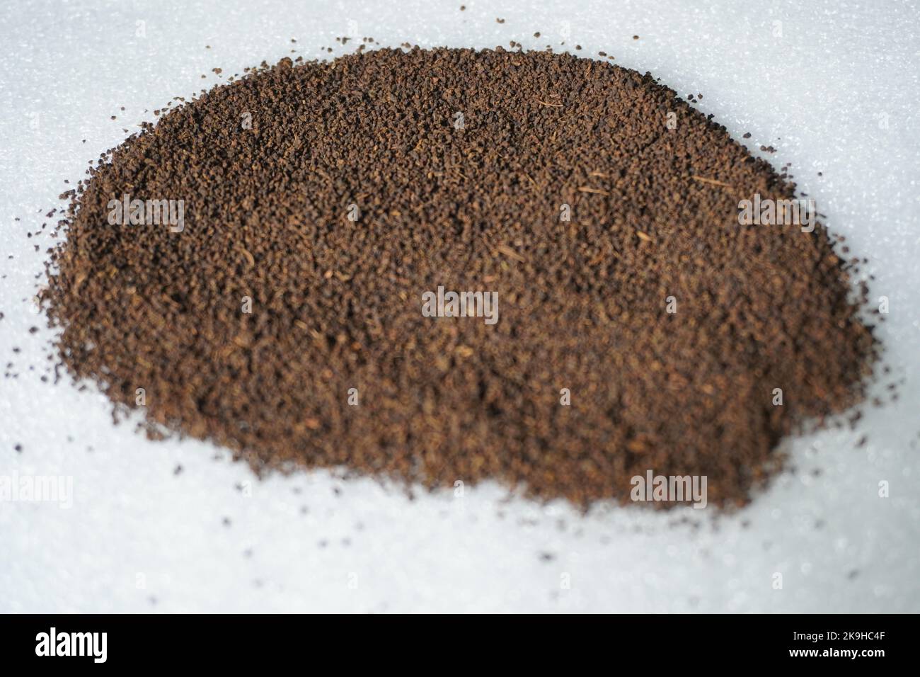 Dry brown color Tea leaf after blended and dried on isolated background ...