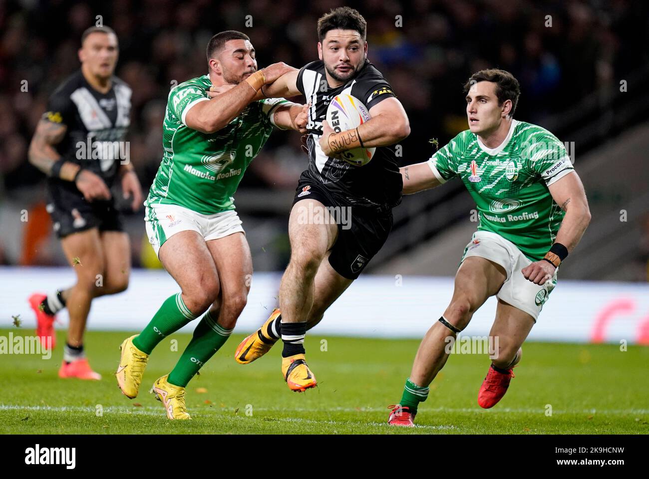 New Zealand's Brandon Smith breaks through the line during the Rugby ...