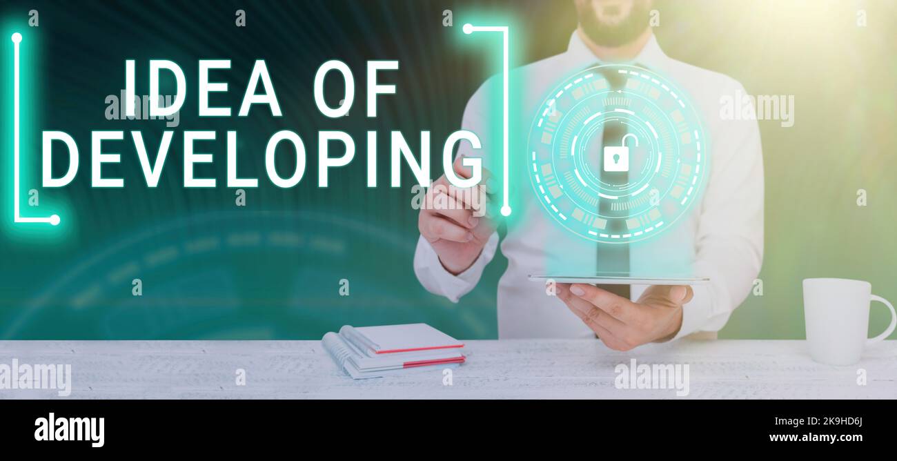 Text showing inspiration Idea Of Developing, Concept meaning Startup ...