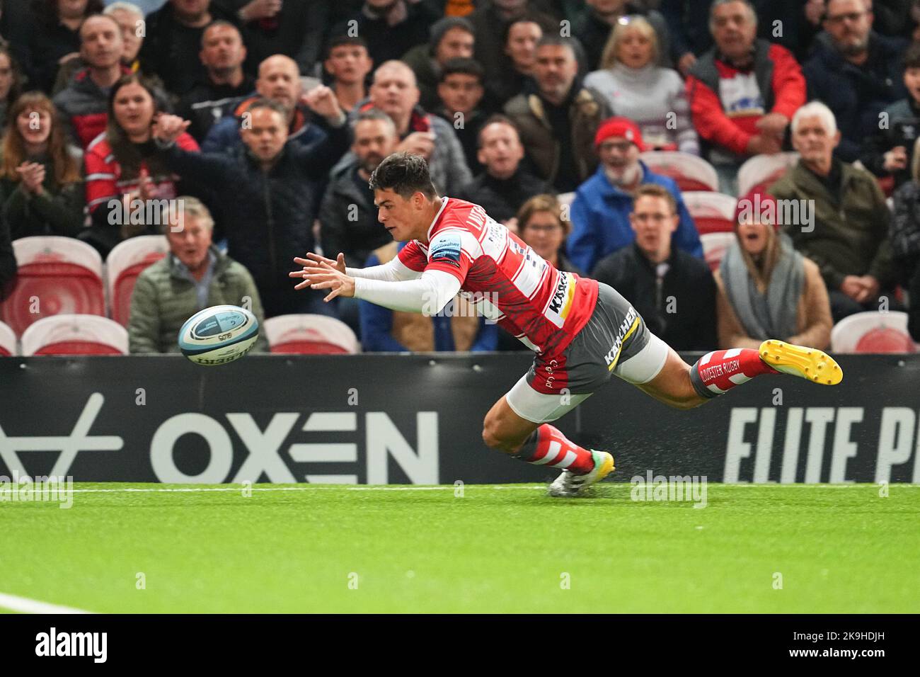 Gloucester, UK. 28th Oct, 2022. Louis Rees-Zammit of Gloucester Rugby ...