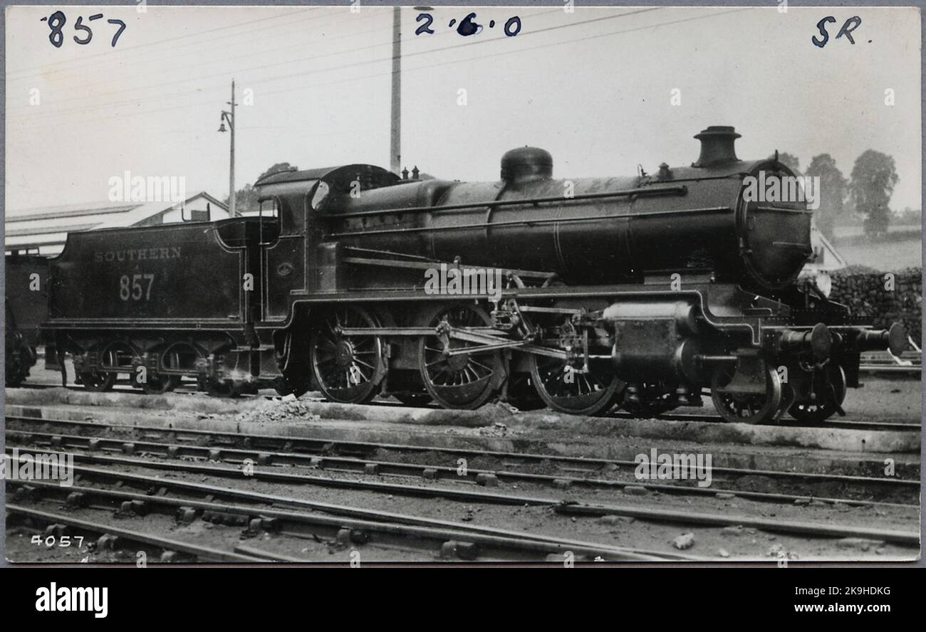 Steam locomotive on track, Southern Railway, SR Lok 857 "Lord Howe ...