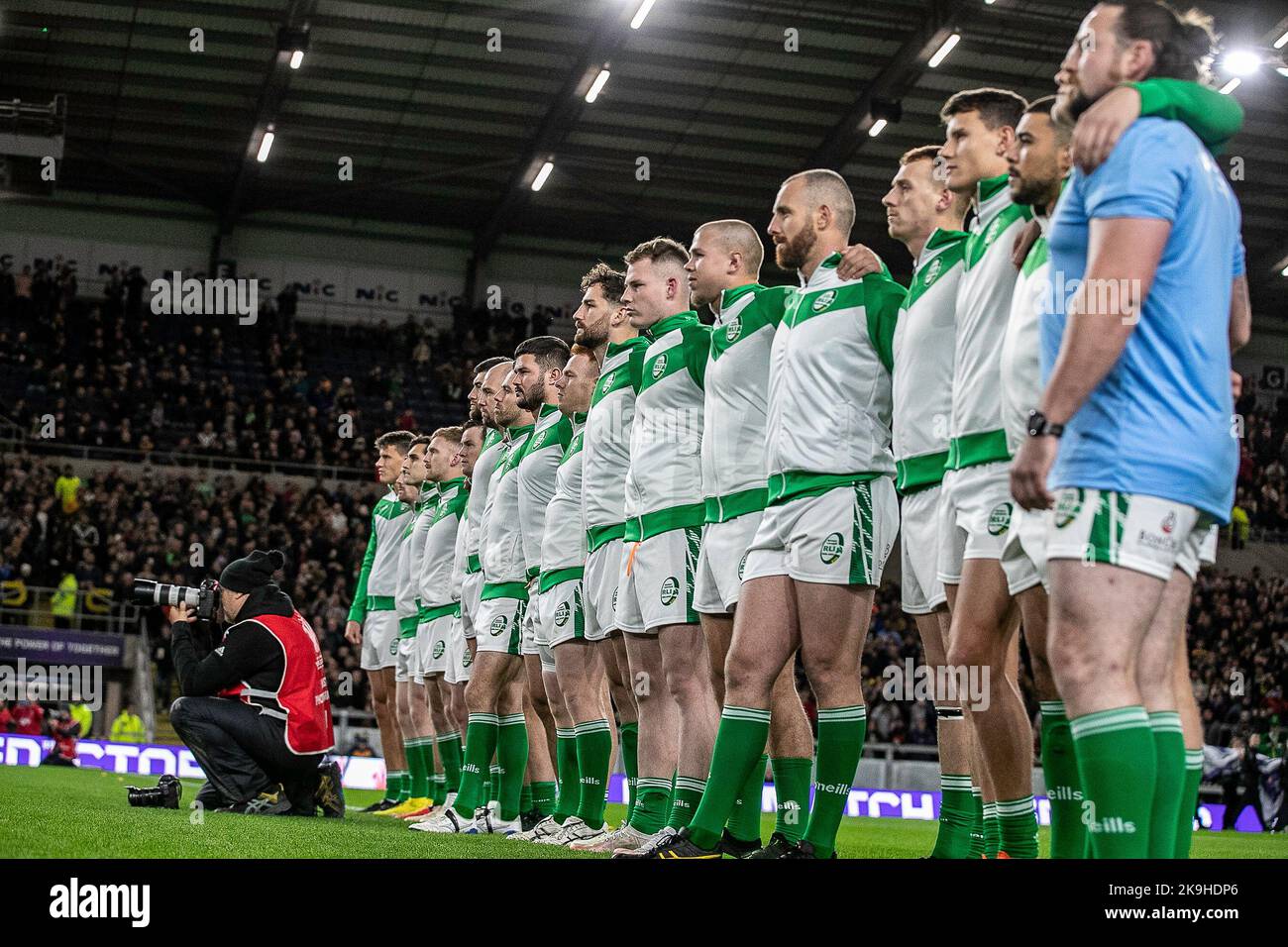 Leeds, UK. 28th Oct, 2022. *** Ireland stare down the haka during the ...