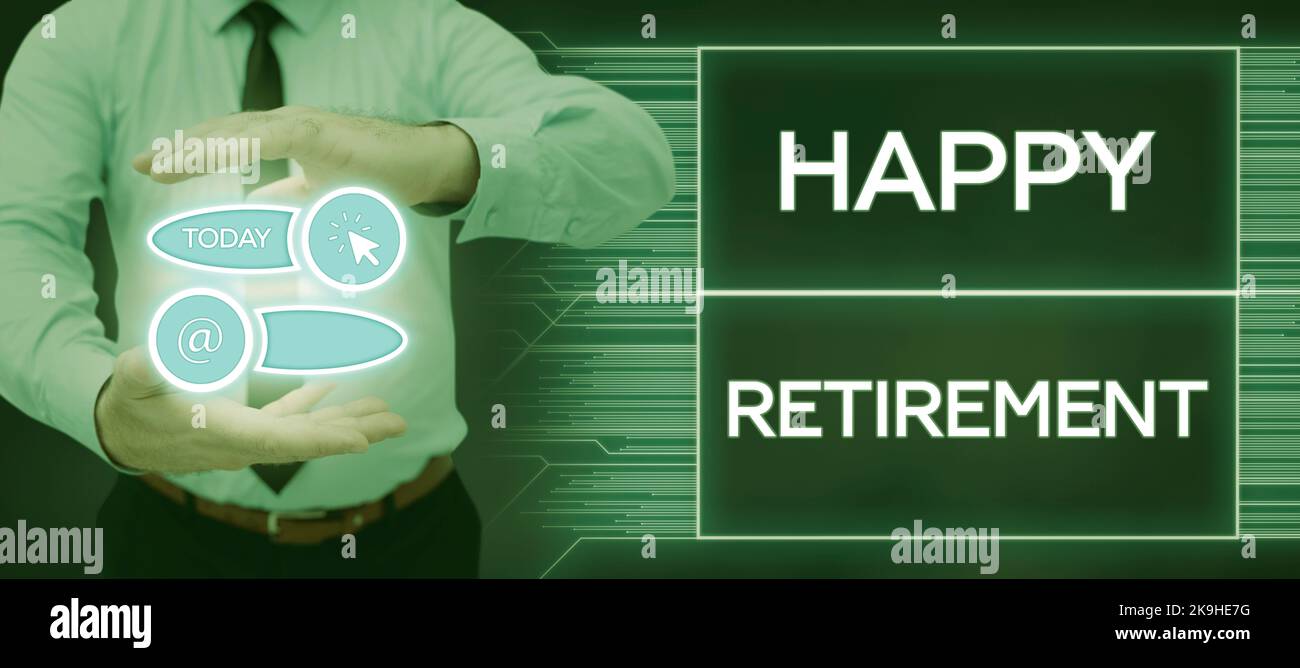 Hand writing sign Happy Retirement. Word Written on account or ... Hand writing sign Happy Retirement. Word Written on account or ...