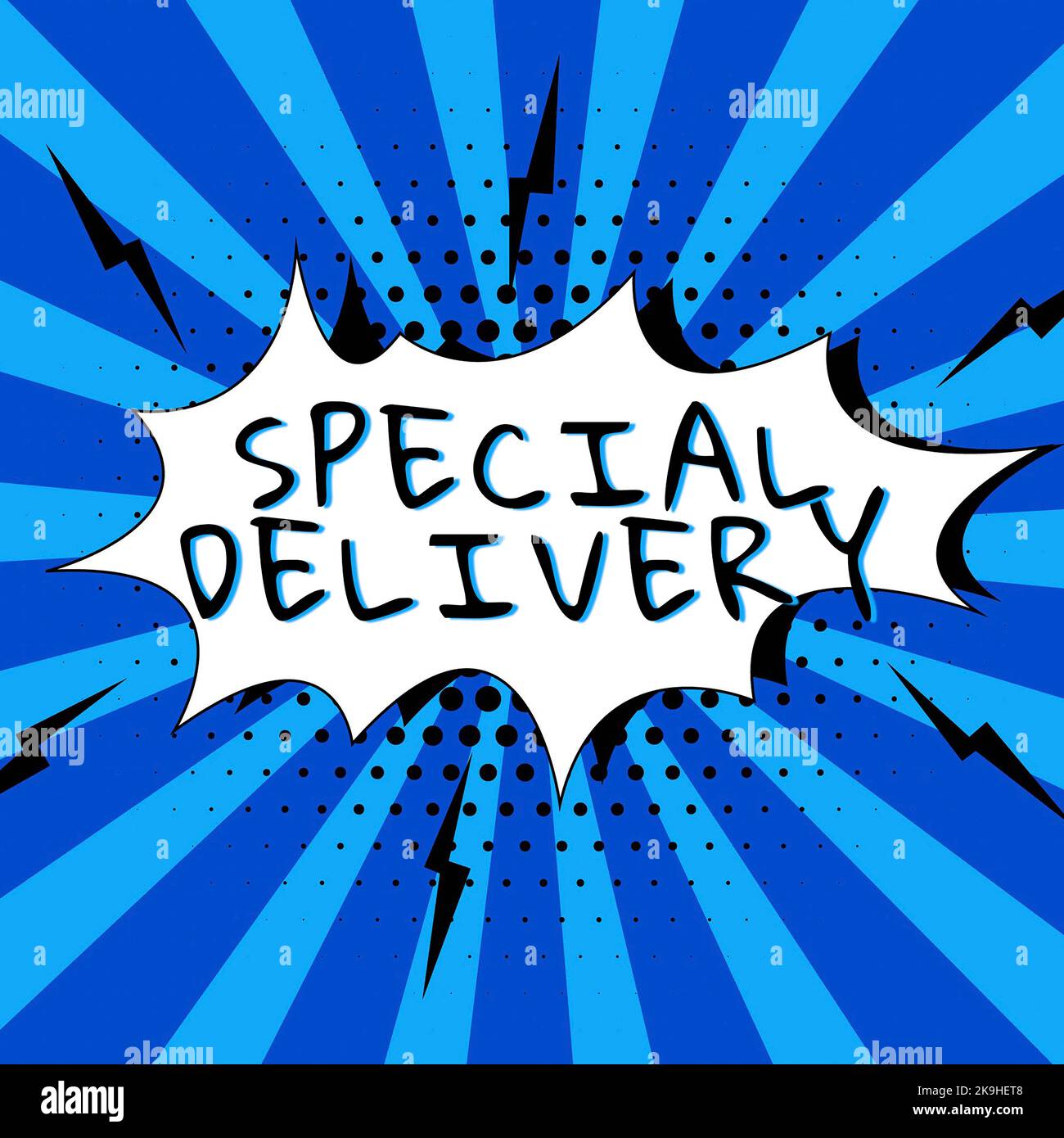 Sign displaying Special Delivery. Word for assessment and review of a ...