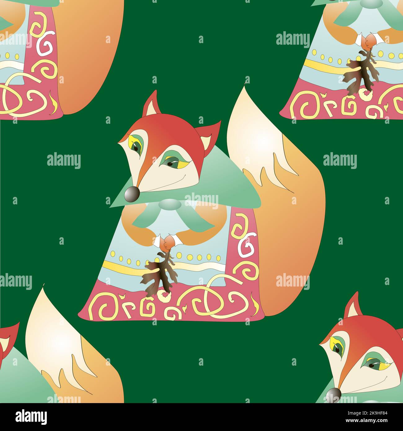 Vector seamless pattern with cartoon fox. Animal print. children ...