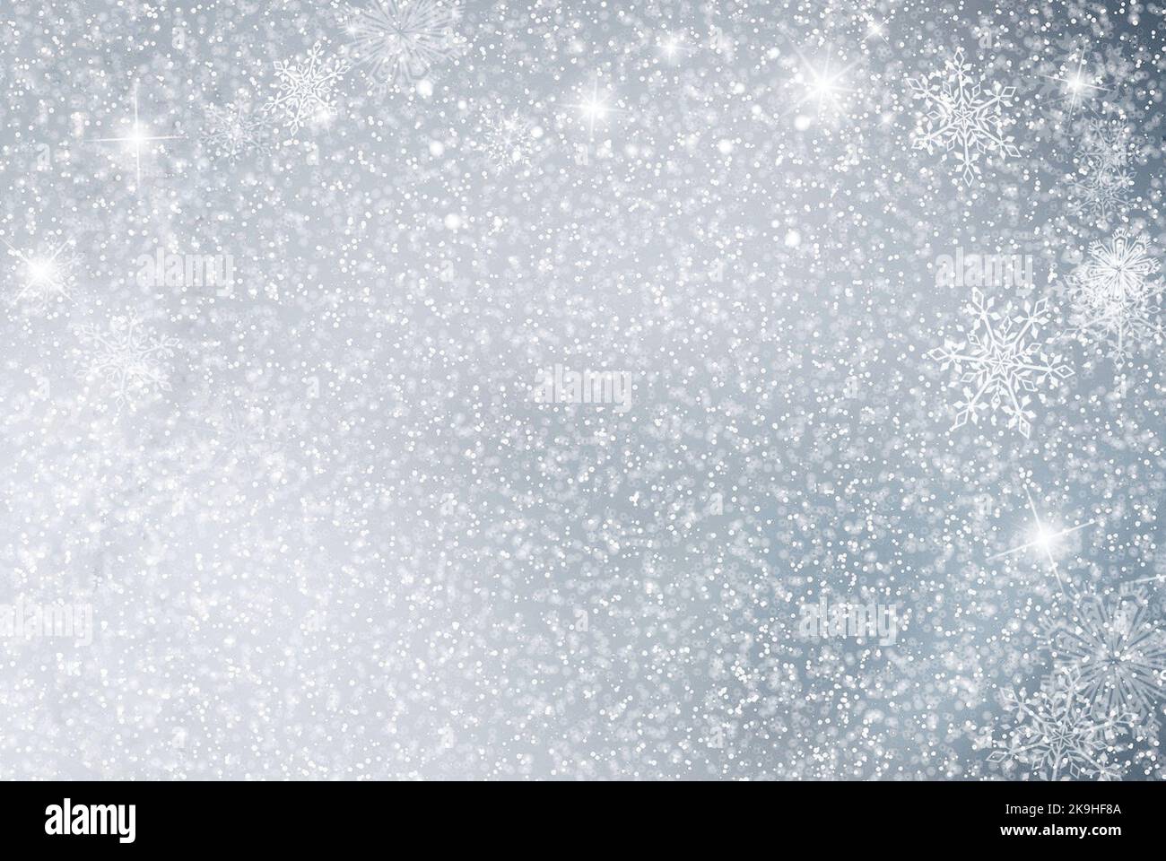 Winter frame with Snowflakes and fir tree branches with copy space for ...