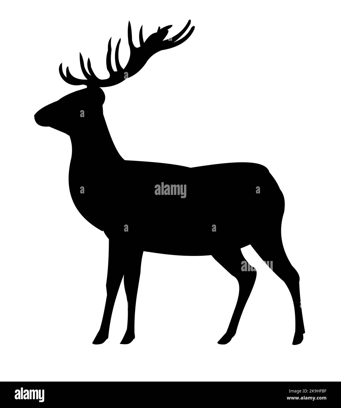 Adult male deer. Side view. Wild animals. Silhouette figures. Isolated ...