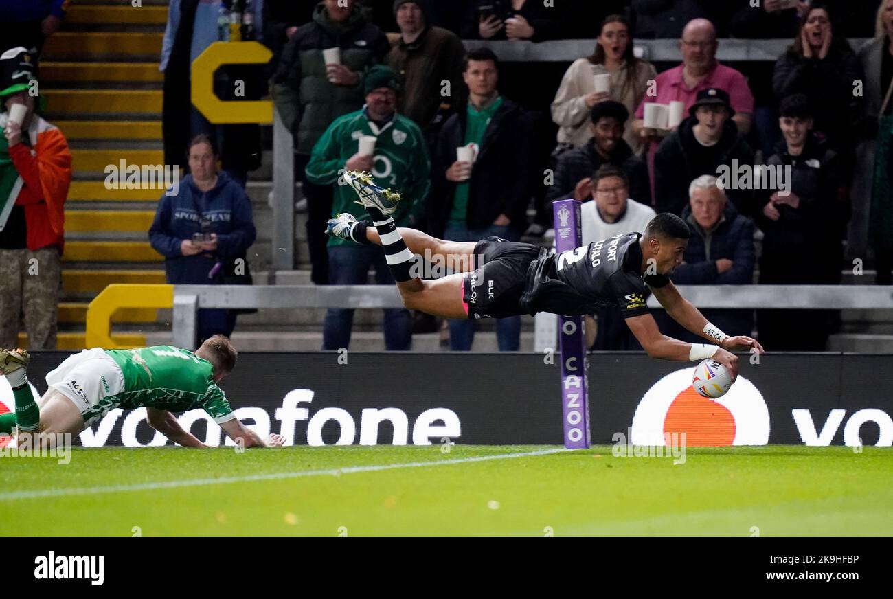 New Zealand's Ronaldo Mulitalo scores their side's fifth try during the ...