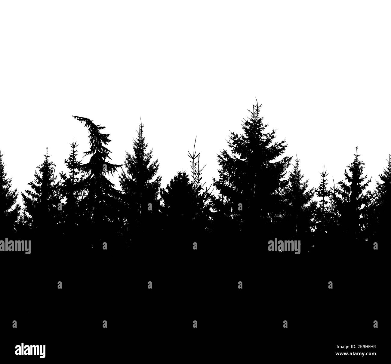Spruce forest silhouette. Vector illustration Stock Vector Image & Art ...