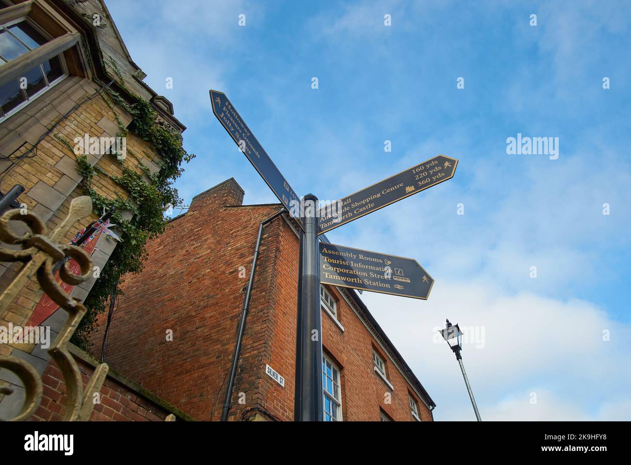 Tourist information signpost in Tamworth, Staffordshire, UK Stock Photo ...