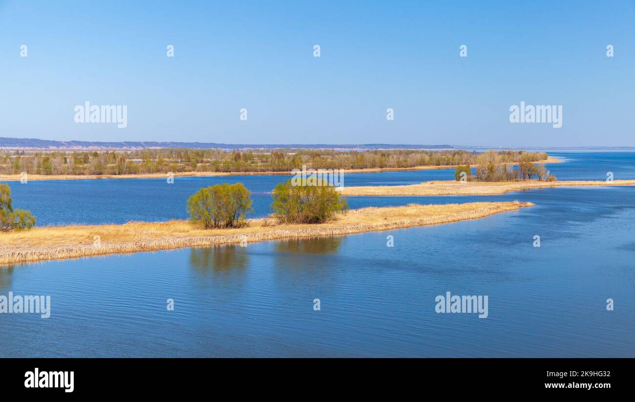 Russian landscape with Volga river on a sunny day. Bolgar, Tatarstan ...