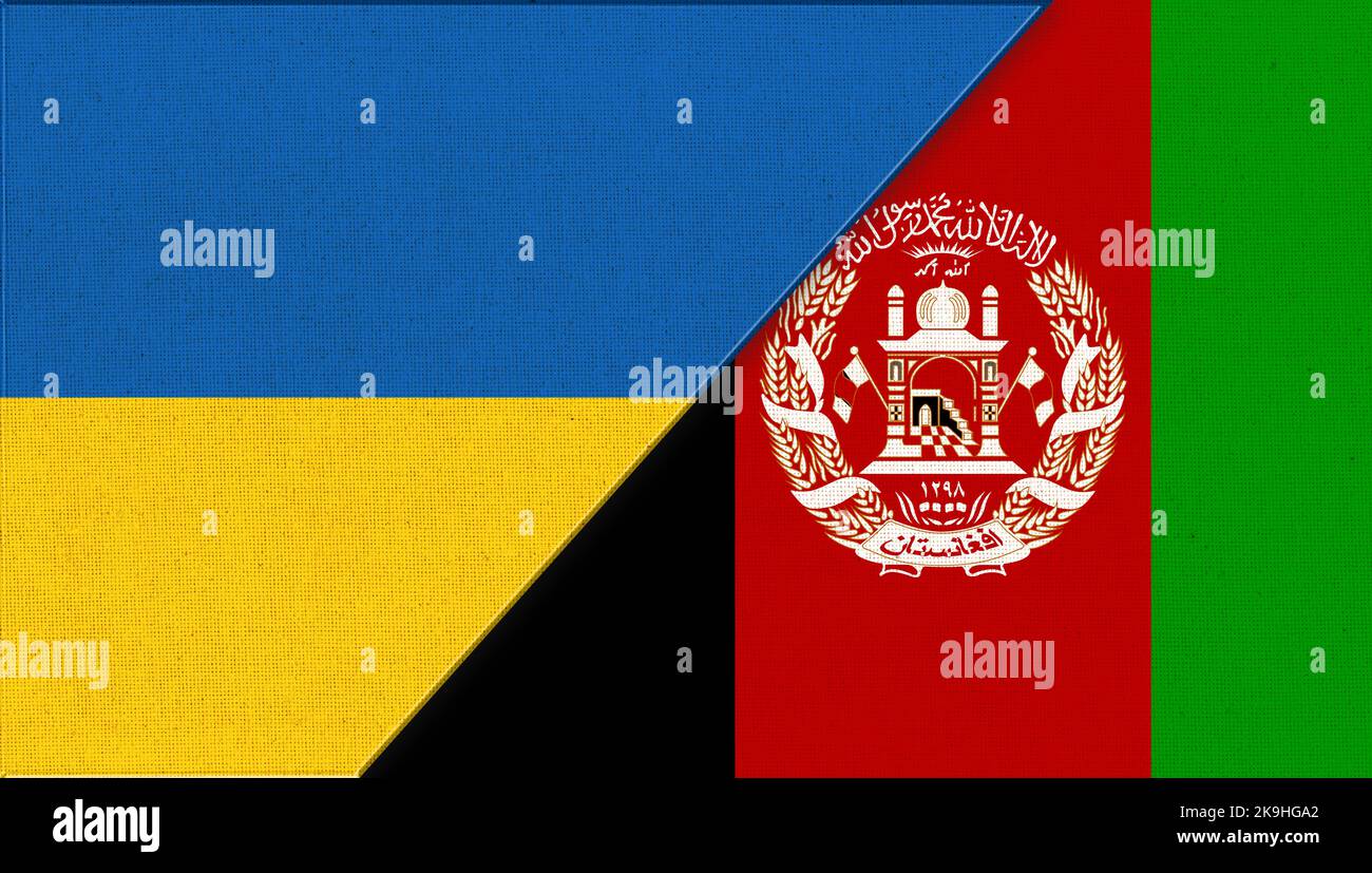 Flag of Ukraine and Afghanistan - 3D illustration. Two Flag Together ...