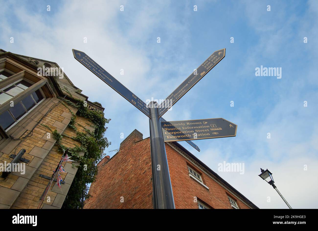 Tourist information signpost in Tamworth, Staffordshire, UK Stock Photo ...