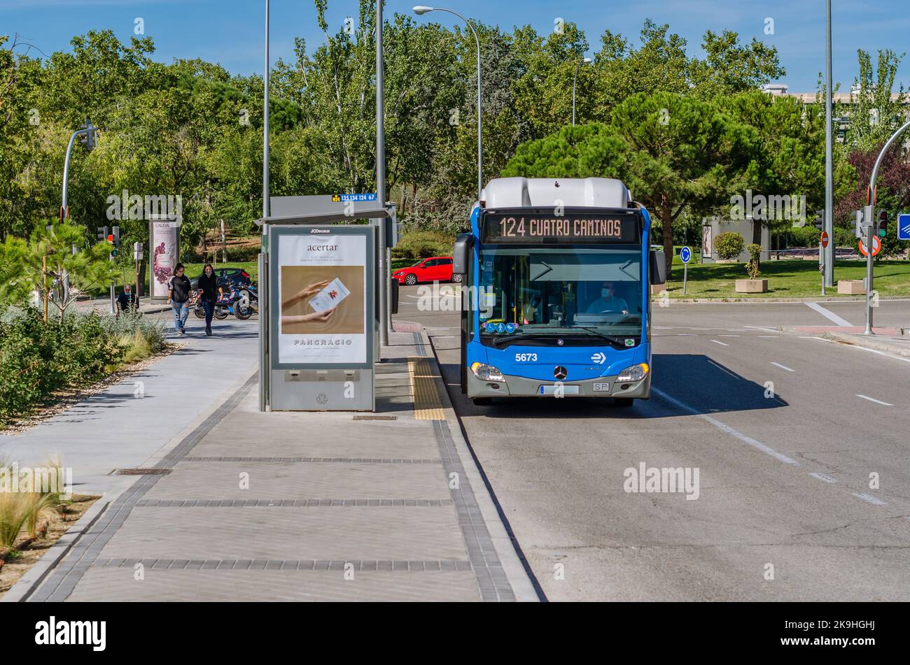 MADRID, SPAIN - OCTOBER 6, 2021: Bus of the municipal transport company ...
