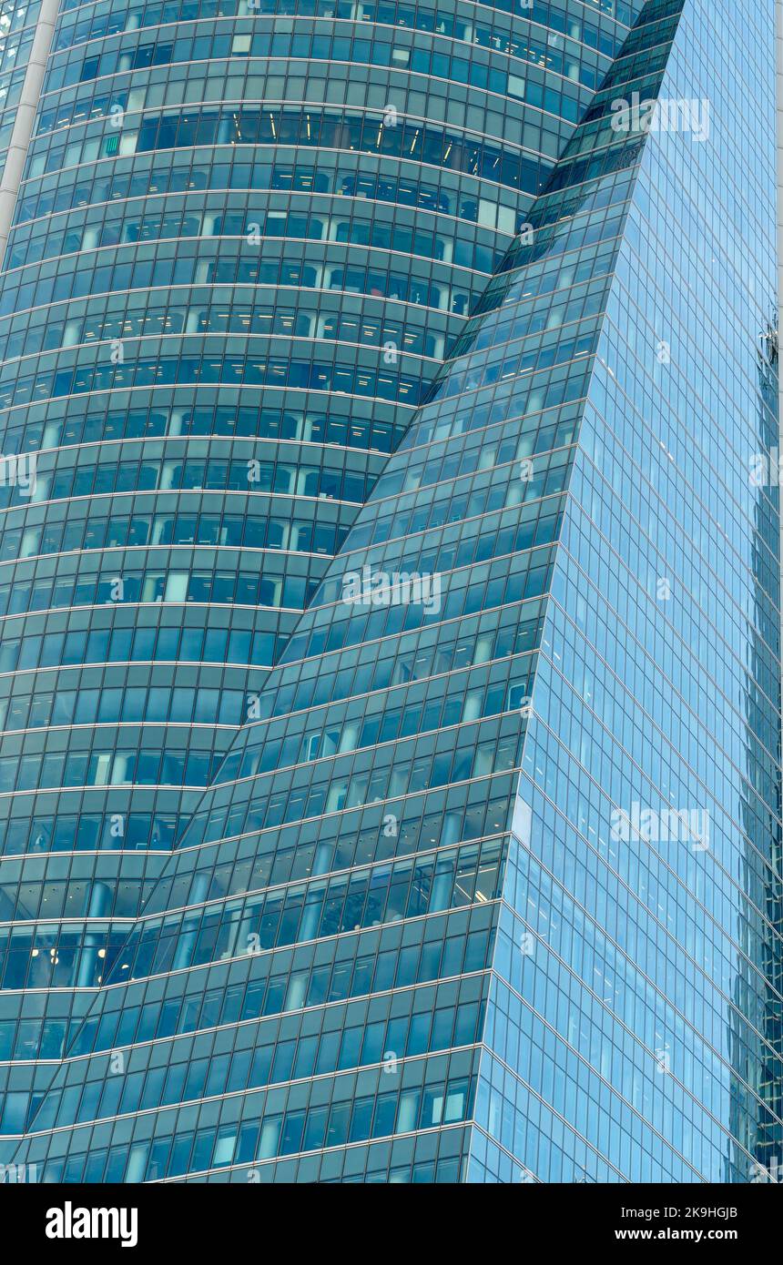 MADRID, SPAIN - OCTOBER 6, 2021: Architectural detail, glass facades of ...