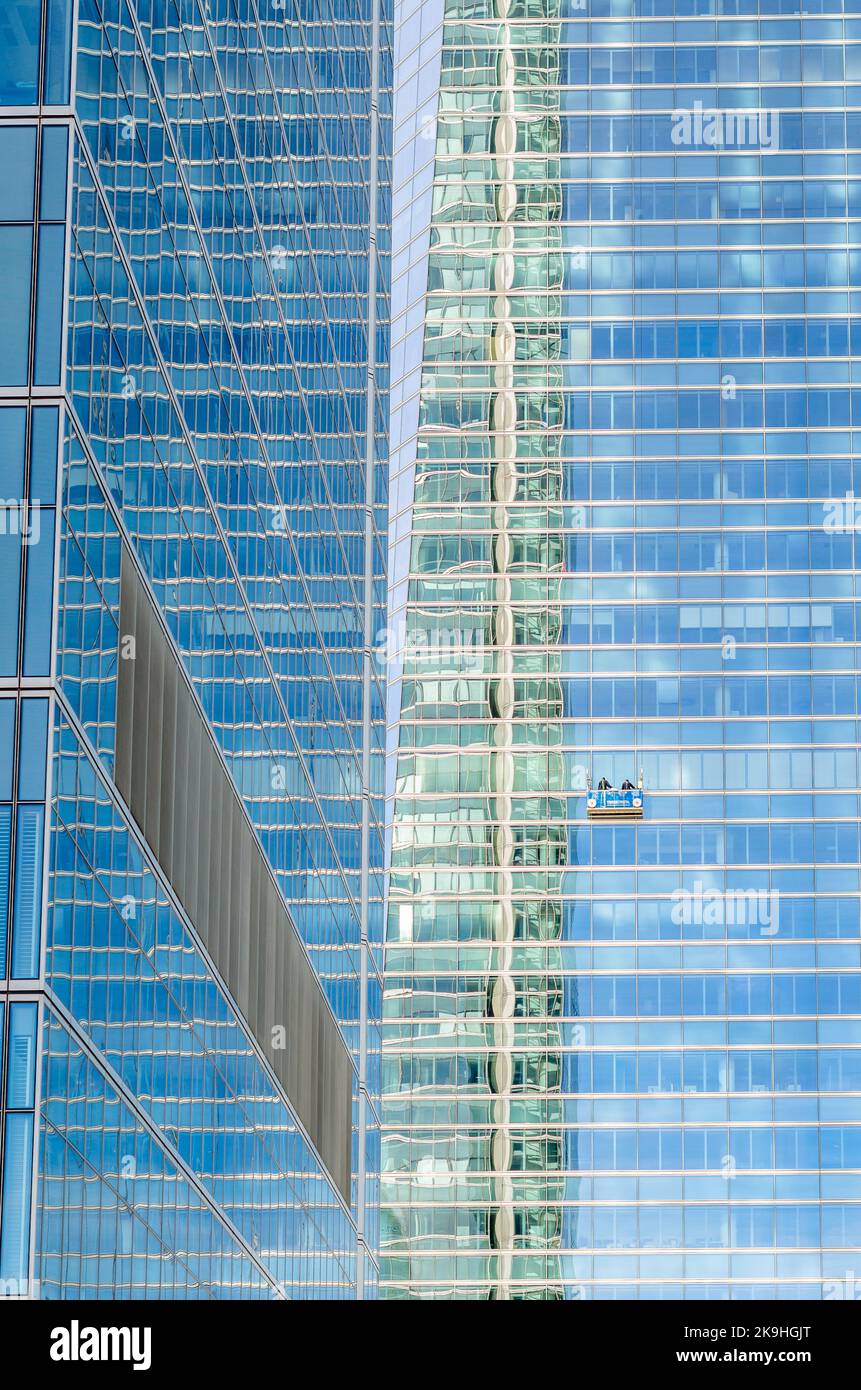 MADRID, SPAIN - OCTOBER 6, 2021: Architectural detail, glass facades of ...