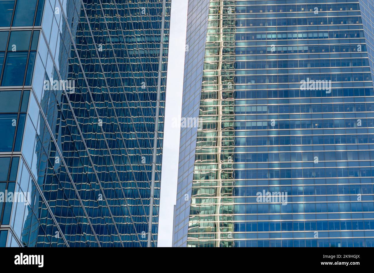 MADRID, SPAIN - OCTOBER 6, 2021: Architectural detail, glass facades of ...